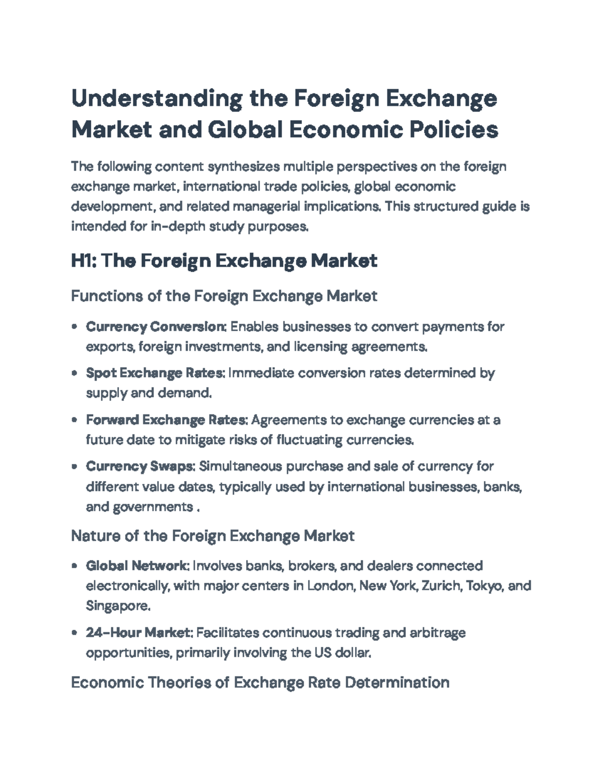 Understanding the Foreign Exchange Market and Global Economic Policies ...