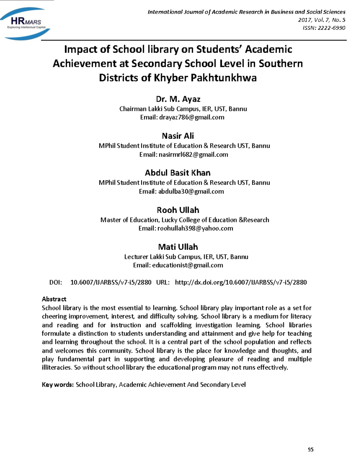 Impact of School Library on Academic Achievement at Secondary Level in ...