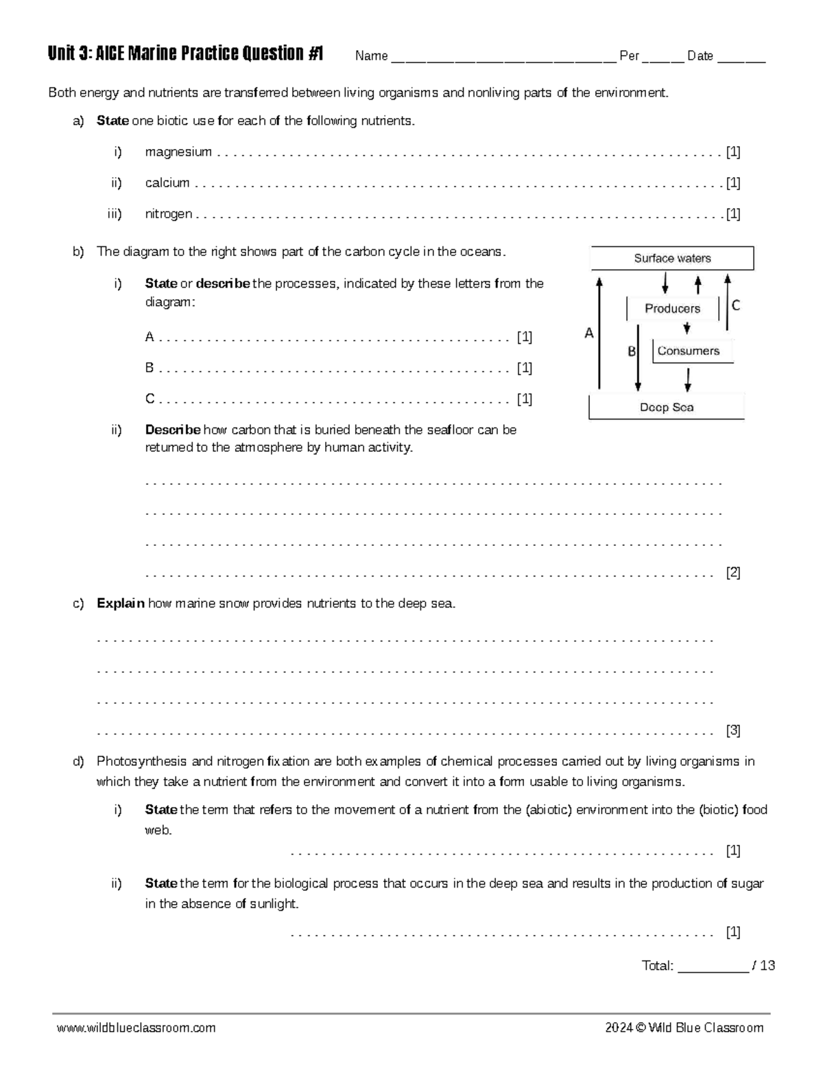 Unit 3: AICE Marine Practice Questions on Ecosystems & Energy Flow ...