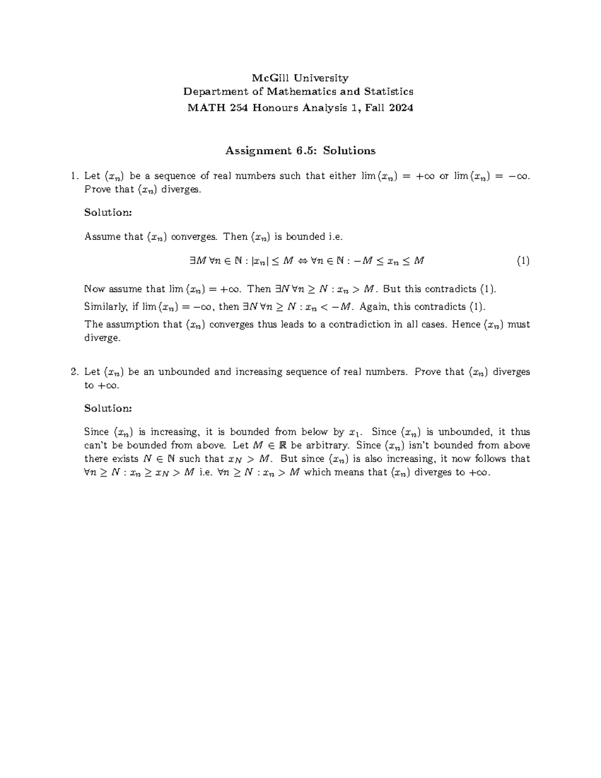 fall24assignment6 - McGill University Department of Mathematics and Statistics MATH 254 Honours ...