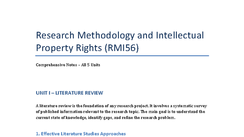 RMI56 Research Methodology & IPR Comprehensive Notes (All Units) - Studocu