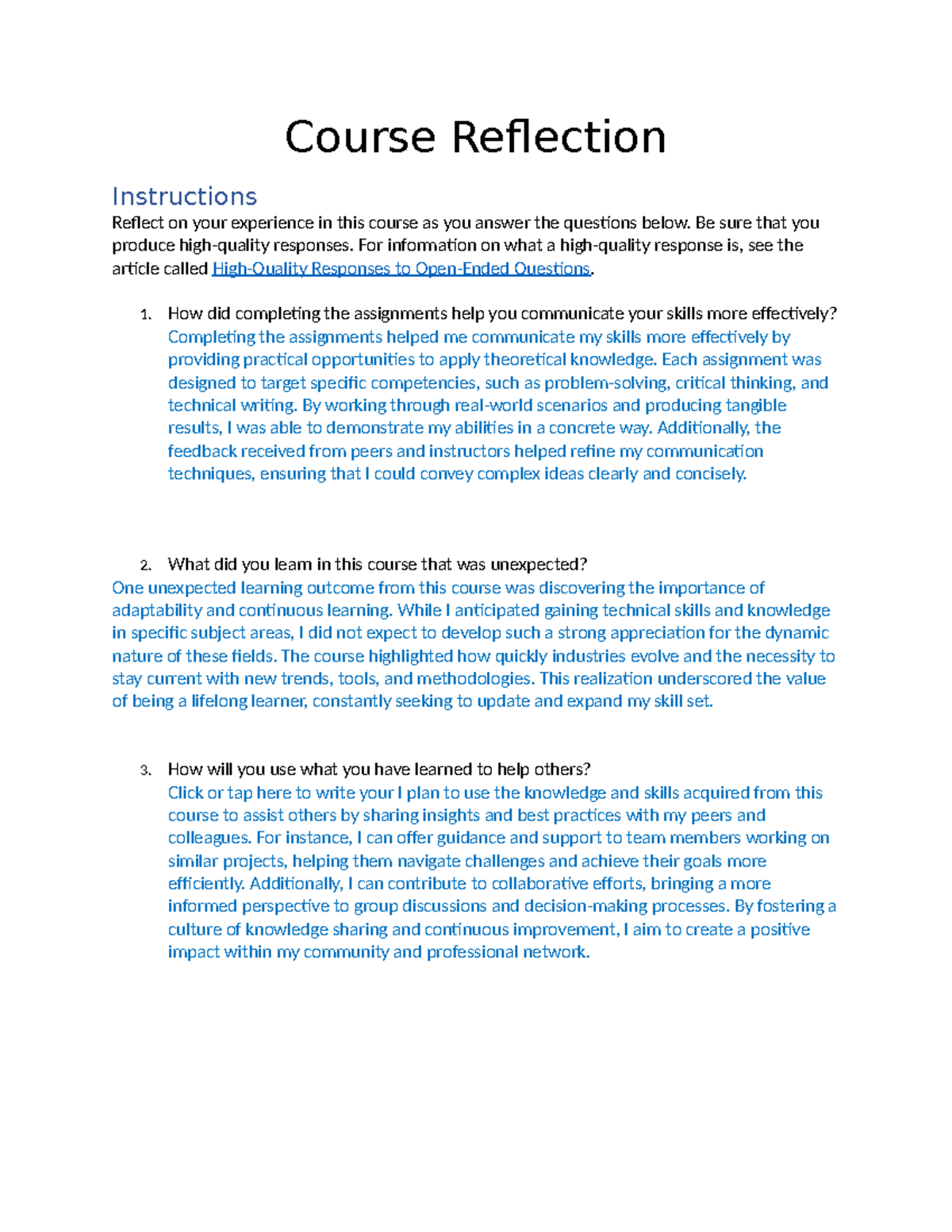 Gs170-course-reflection - Course Reflection Instructions Reflect on ...