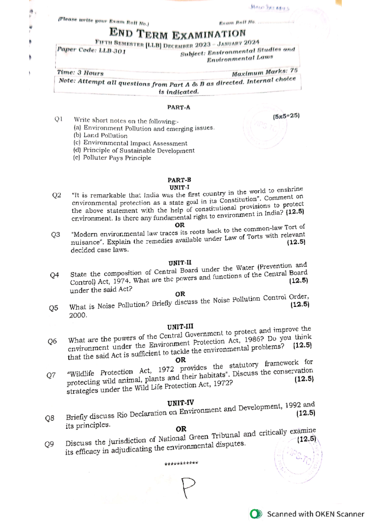 Previous Year Question Papers - (Please write your Exam Roll No.) Exam ...