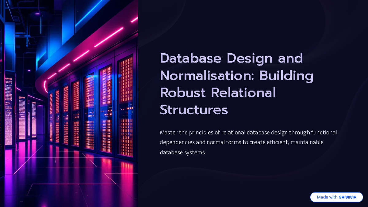 Database Design & Normalisation: Principles for Robust Systems - Studocu