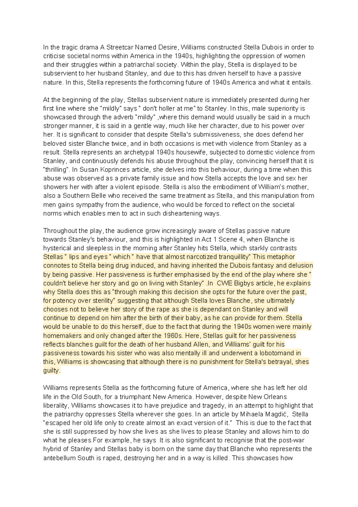 Analyzing Stella's Character in A Streetcar Named Desire (ENG 101 ...