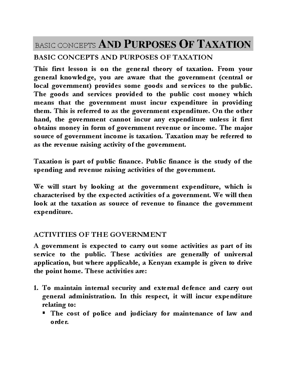 Taxation notes pdf - BASIC CONCEPTS AND PURPOSES OF TAXATION BASIC ...