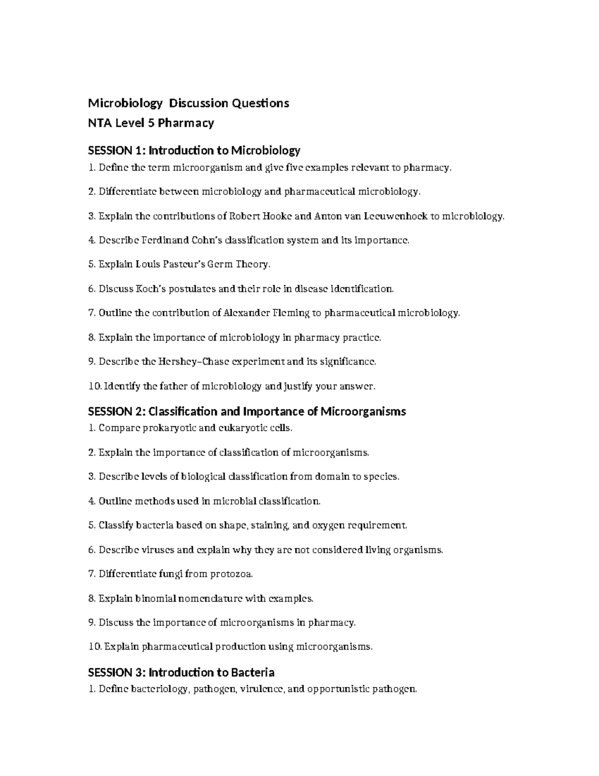 NTA Level 5 Microbiology Assignments: Discussion Questions and Topics ...