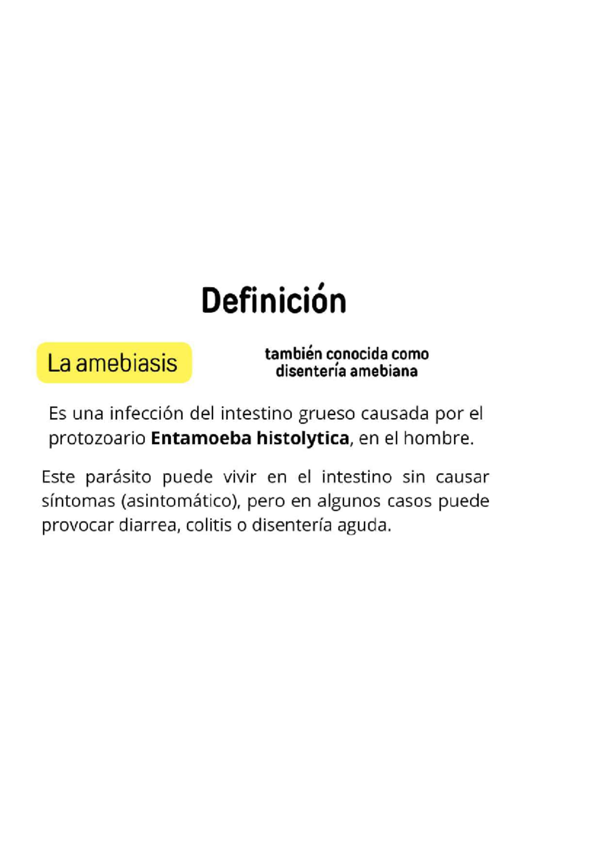 Amebiasis: Definición, Morfología y Ciclo Biológico del Parásito - Studocu
