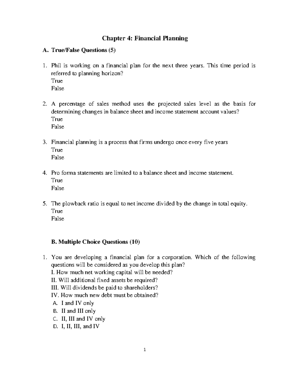 Chapter 4: Financial Planning - Student Edition Review Notes - Studocu