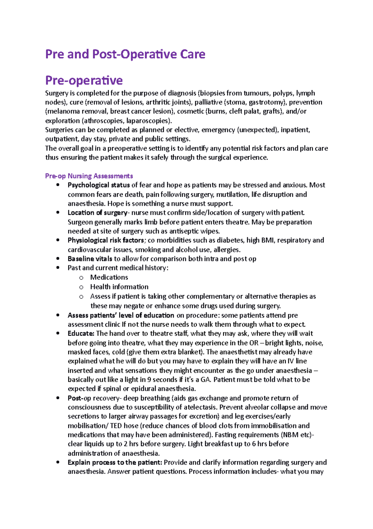 Pre and Post Operative Care: Comprehensive Nursing Guide for Surgery ...