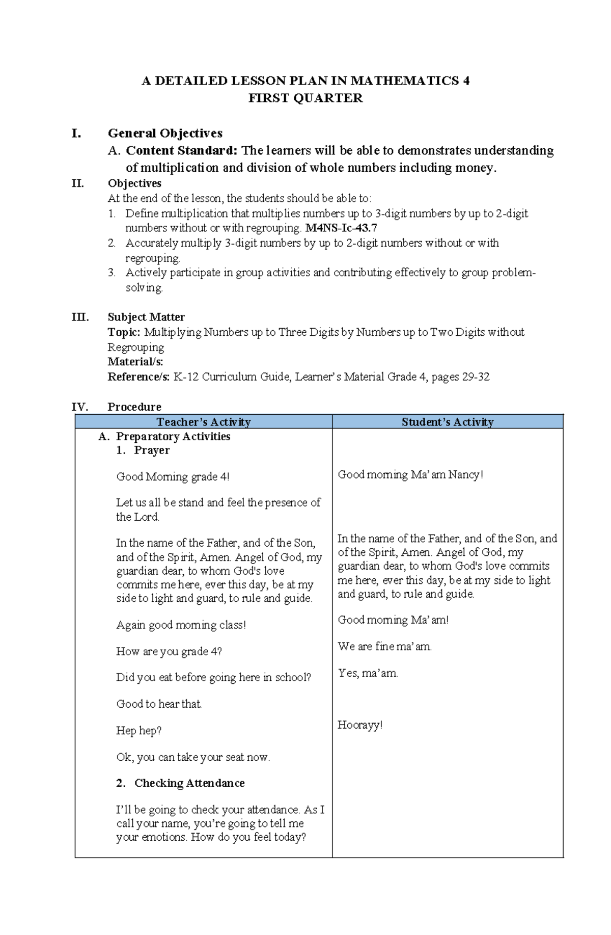 A Detailed Lesson PLAN IN Mathematics 2 - A DETAILED LESSON PLAN IN ...
