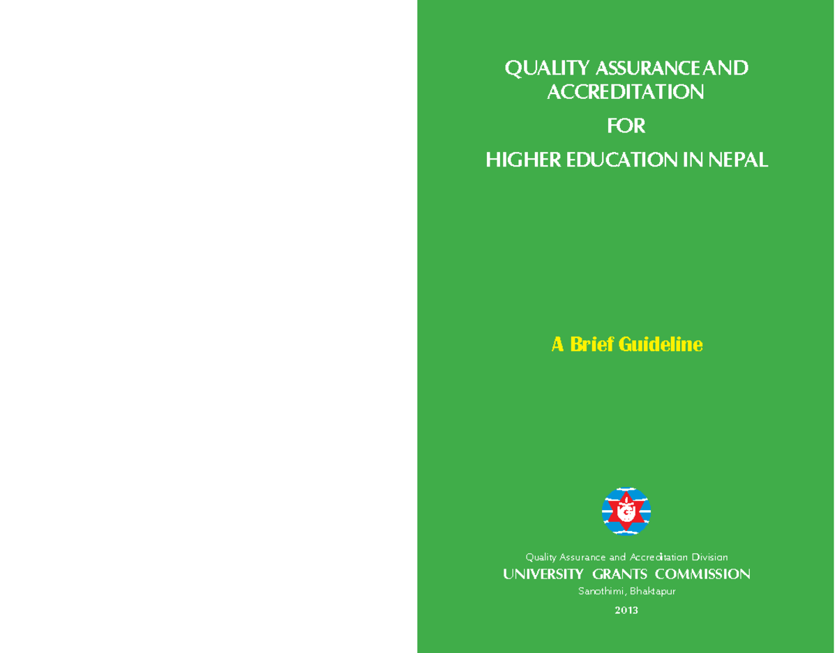 QAA Guidelines for Higher Education in Nepal: A Brief Overview - Studocu