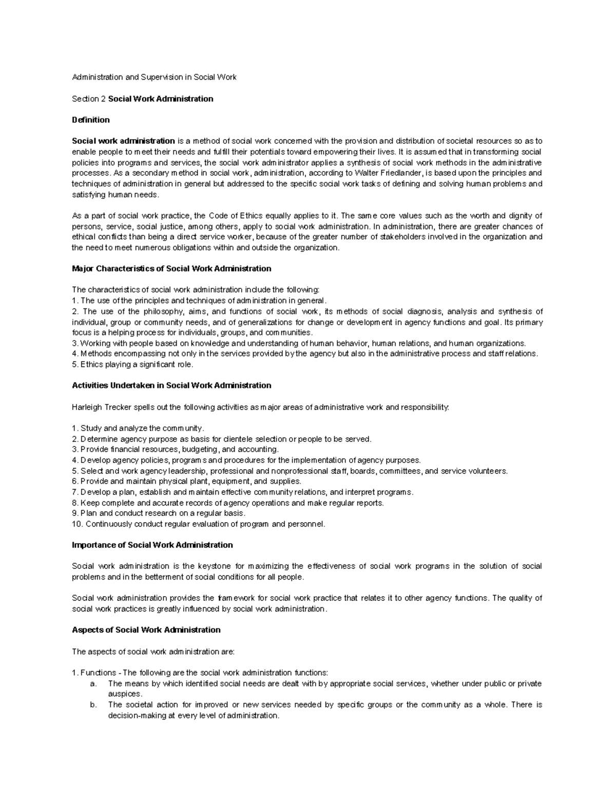 SW 101: Section 2 - Overview of Social Work Administration Principles ...