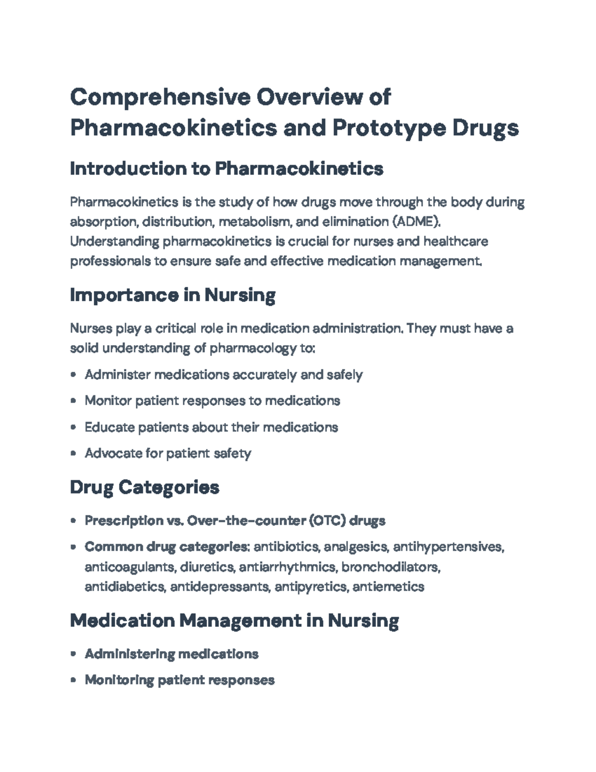 Pharmacokinetics and Prototype Drugs: Essential Nursing Overview ...