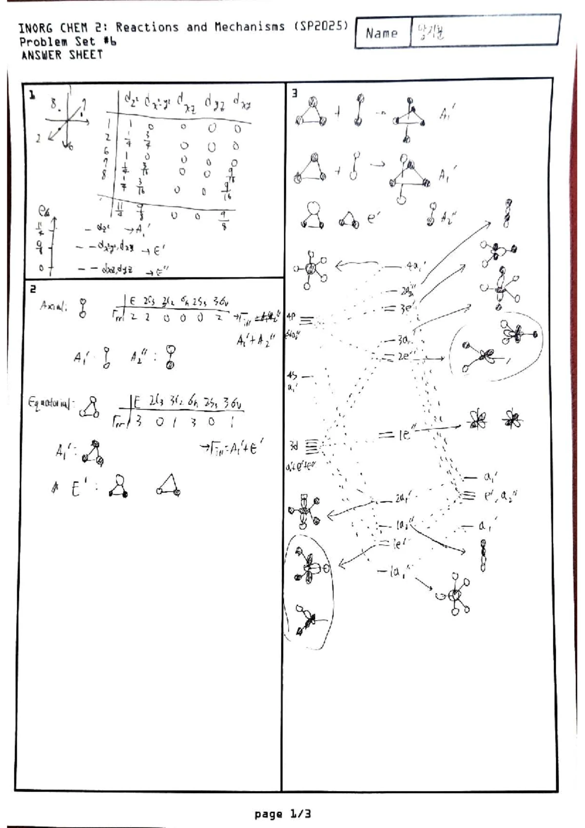 INORG CHEM 2: Reactions & Mechanisms (SP2025) Problem Set Answers - Studocu