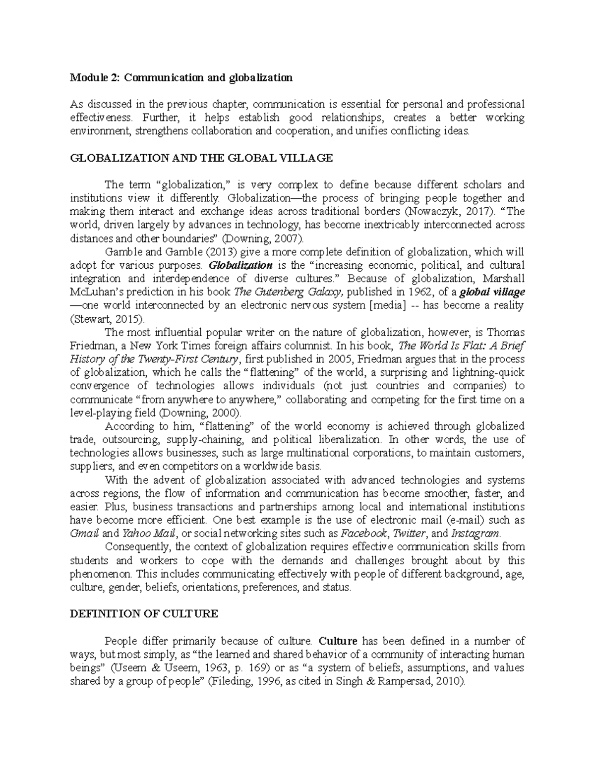 Module 2 Communication and Globalization - Module 2: Communication and globalization As ...