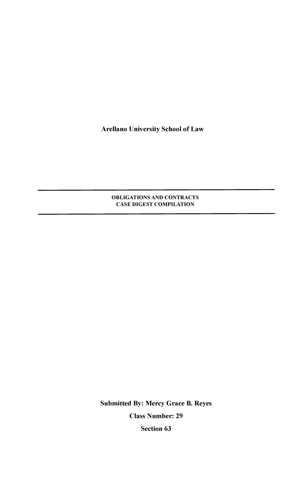 Arellano University Law OBLIGATIONS AND CONTRACTS Case Digest ...