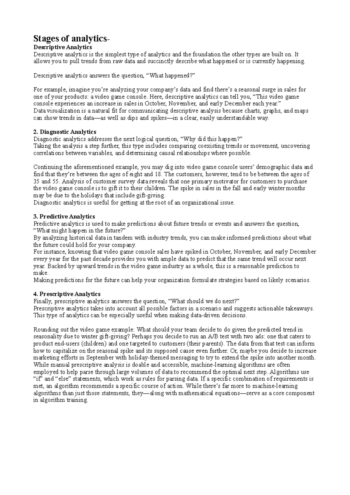 Data Analysis Notes: Understanding Descriptive, Diagnostic, Predictive ...