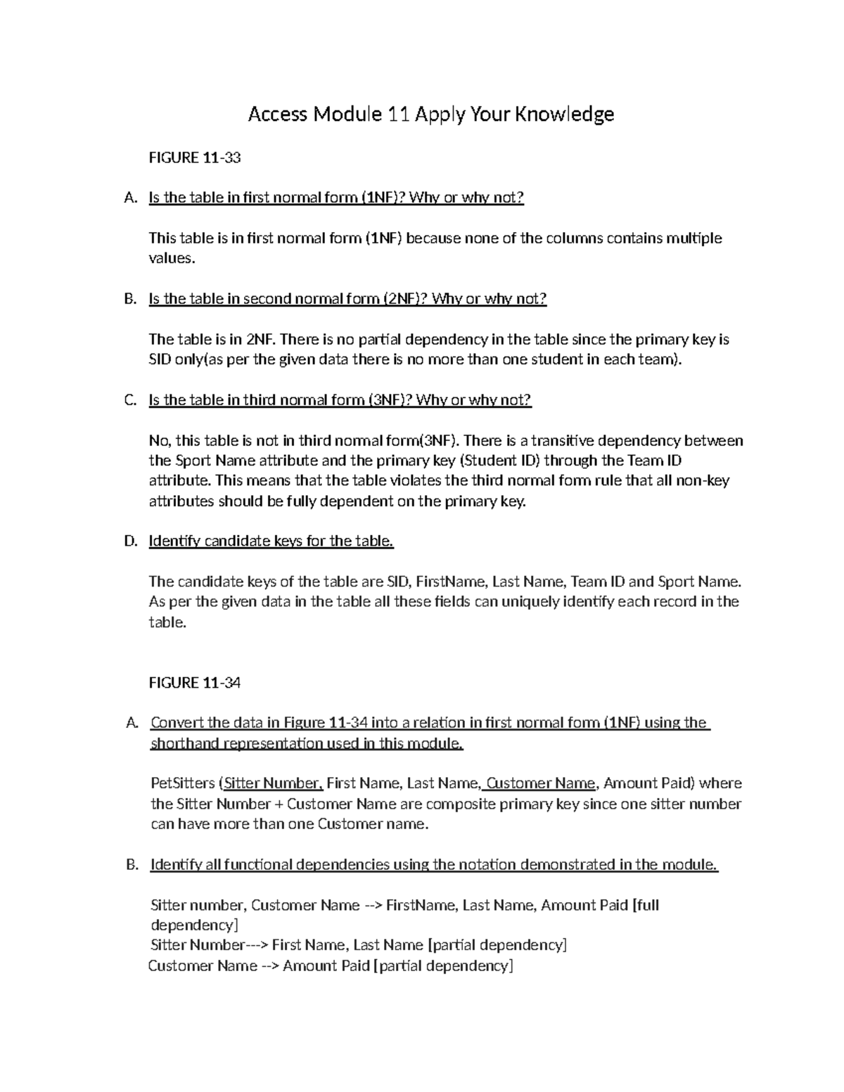 Access Mod 11: Knowledge Application & Normalization Concepts - Studocu