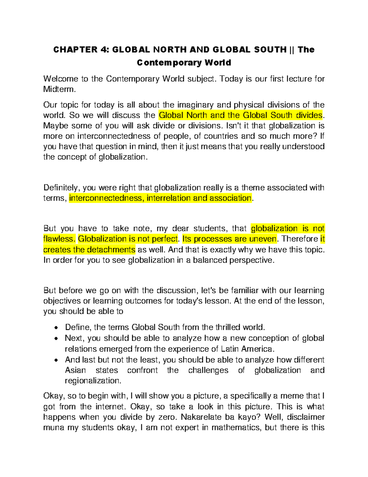 Chapter 4 GE7 PART 1 - Global North and Global South Overview - Studocu