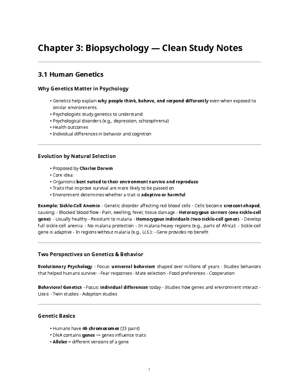 Psychology Chapter 3: Biopsychology Study Notes (3) - Studocu