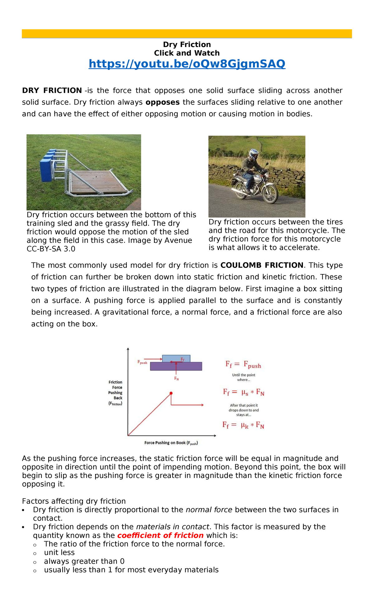 Lesson 11: Statics - Understanding Dry Friction and Its Types - Studocu