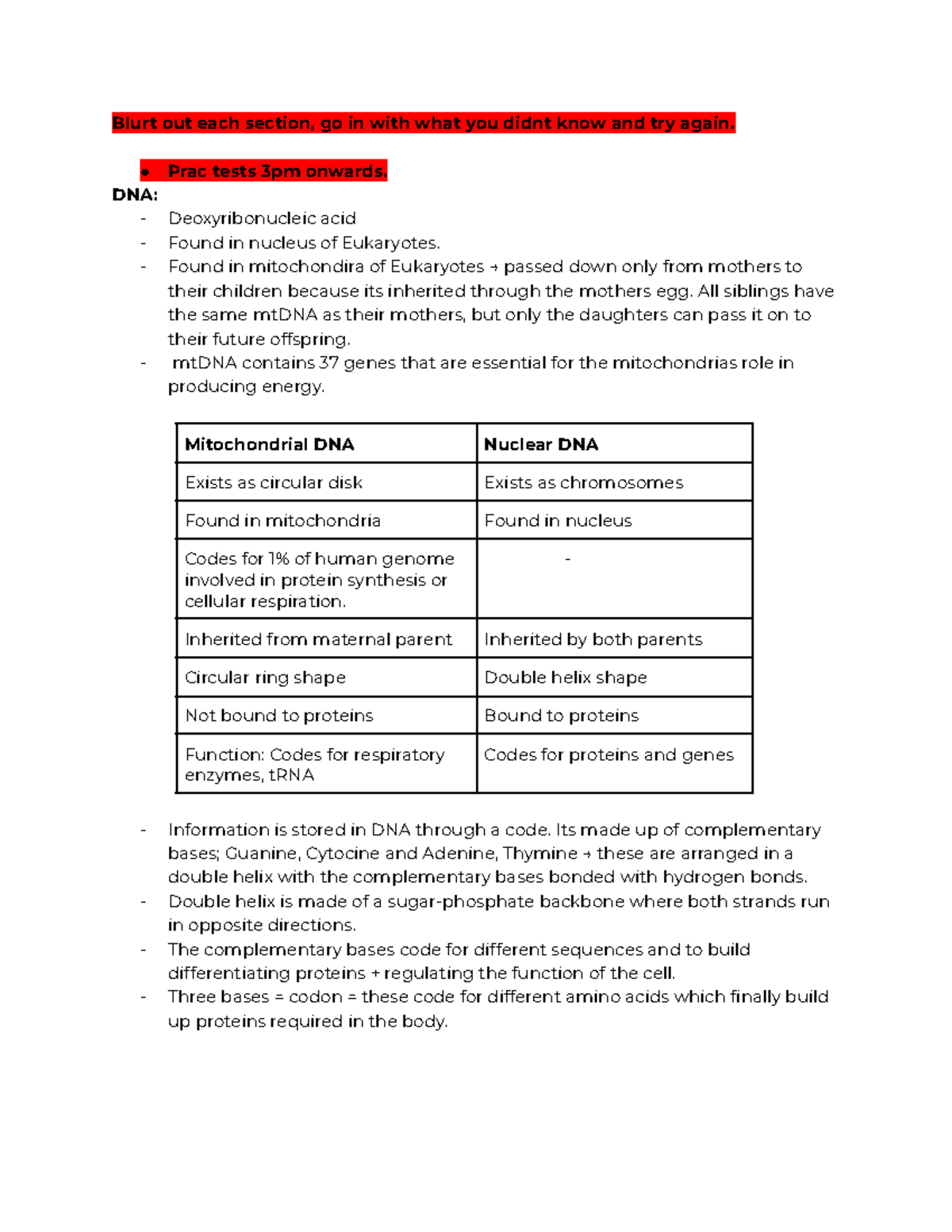 Hb SEM 2 - Comprehensive Exam Notes on DNA, Cell Division ...