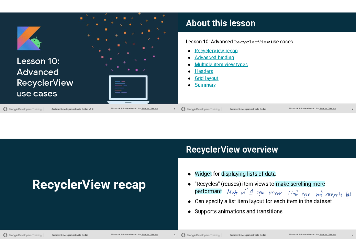 Lesson 10: Advanced RecyclerView Use Cases in Android Dev (Kotlin ...