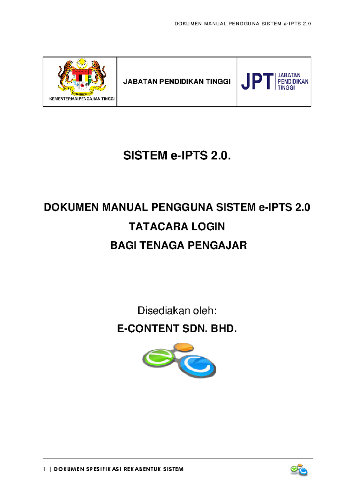 User Manual e-IPTS 2.0: Login Procedure for New Educators - Studocu