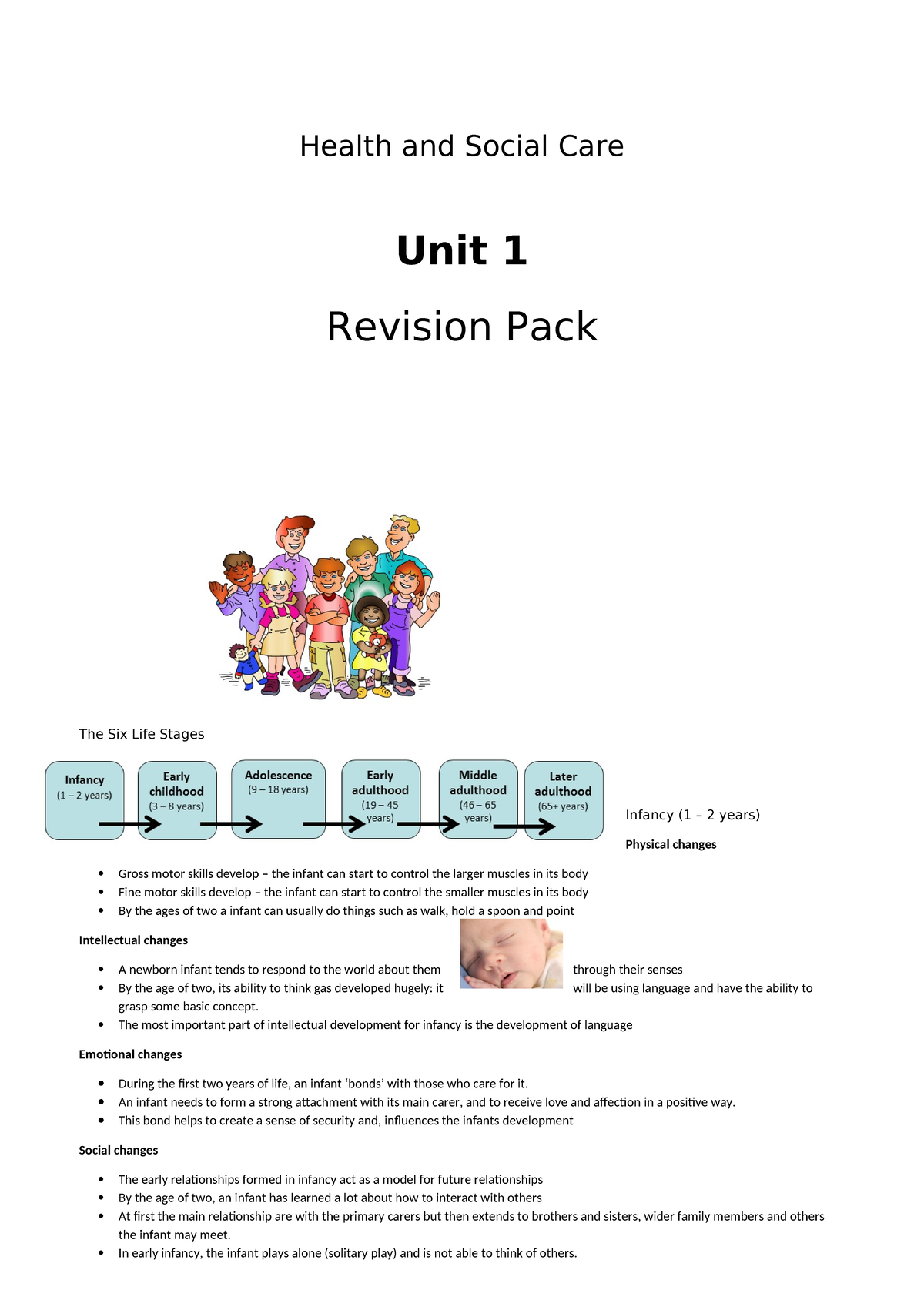 Unit 1 Revision Pack: Understanding Human Growth & Development - Studocu