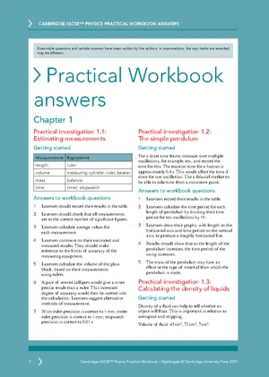 CAMBRIDGE IGCSE™ PHYSICS WORKBOOK ANSWERS: DETAILED SOLUTIONS AND EXERCISES - Studocu
