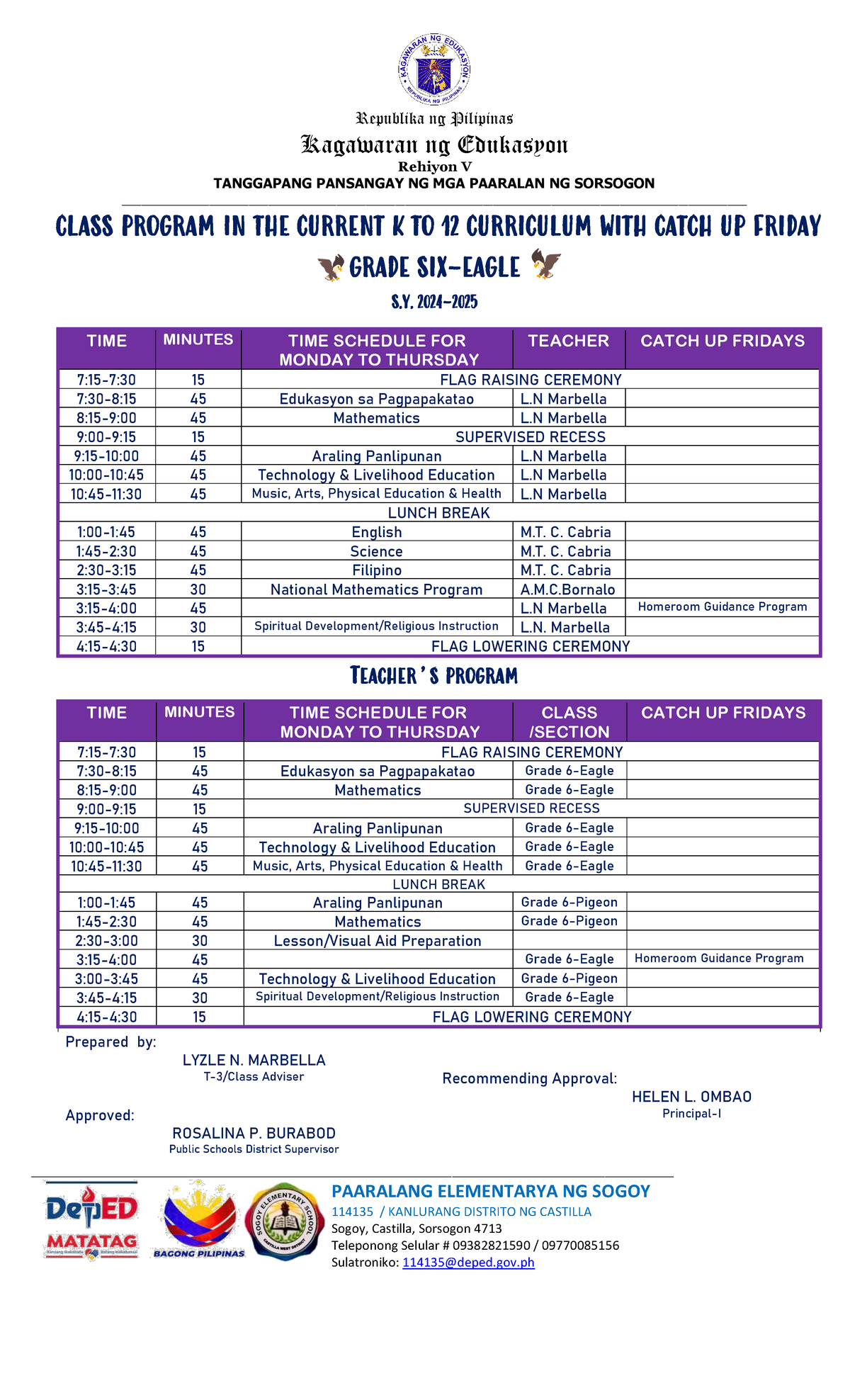 Grade SIX- Eagle Final Class Program - Republika ng Pilipinas Kagawaran ng Edukasyon Rehiyon V ...