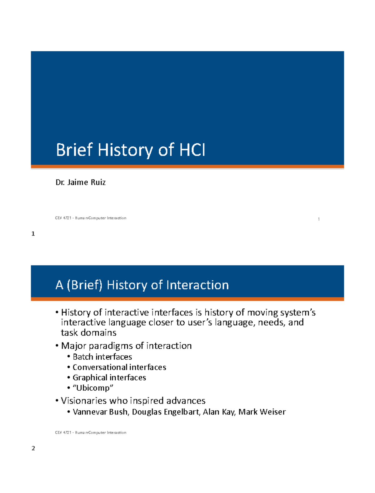 CEN 4721 - A Brief History of Human-Computer Interaction - Studocu
