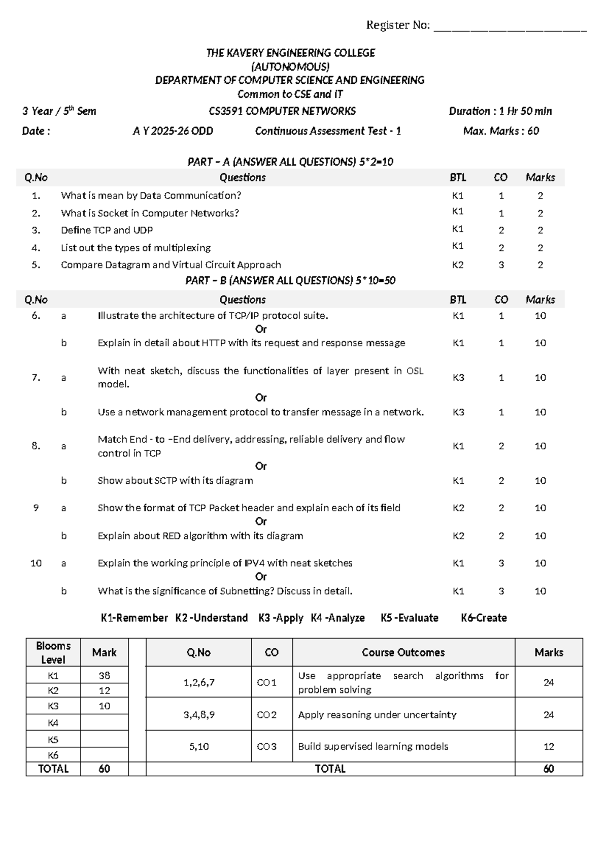 CS3591 Computer Networks - Internal Assessment Test 1 Notes - Studocu