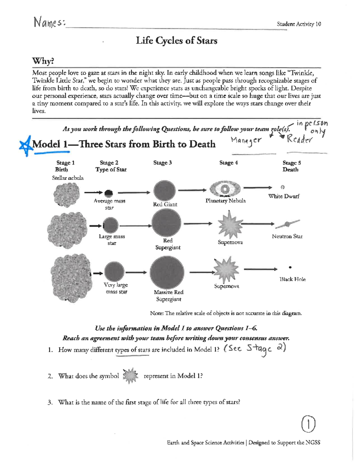 NGSS- Earth Science Activity: Life Cycles of Stars Explained - Studocu