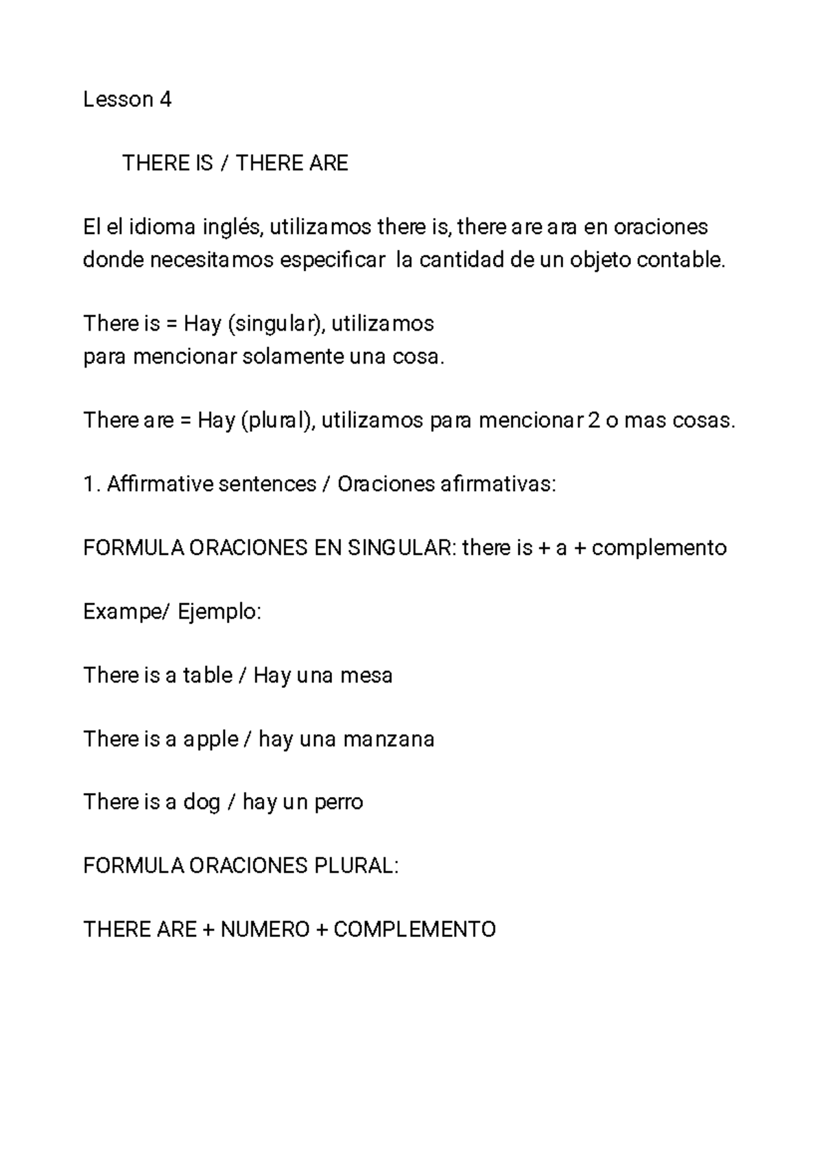Lesson 4: There Is / There Are - GGC - Studocu