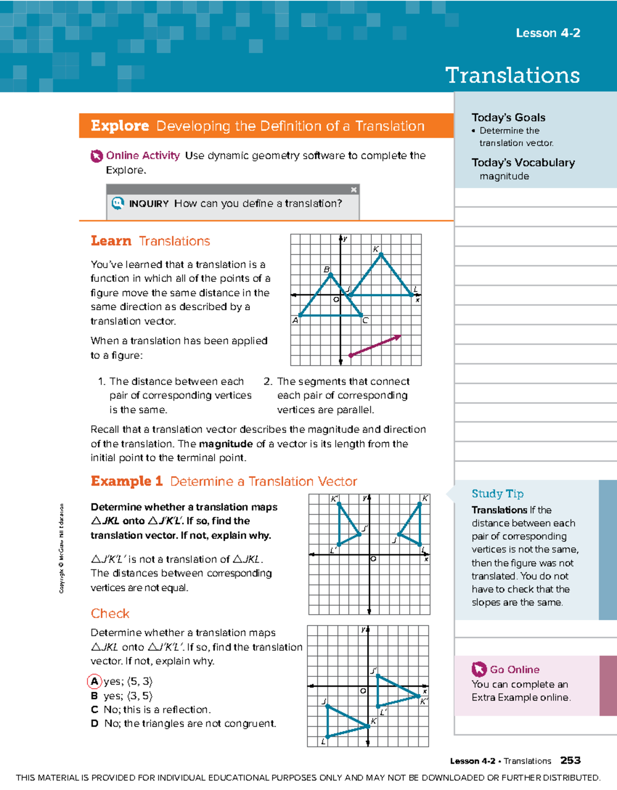 G1 Lesson 4-2: Understanding Translations and Vectors - Studocu