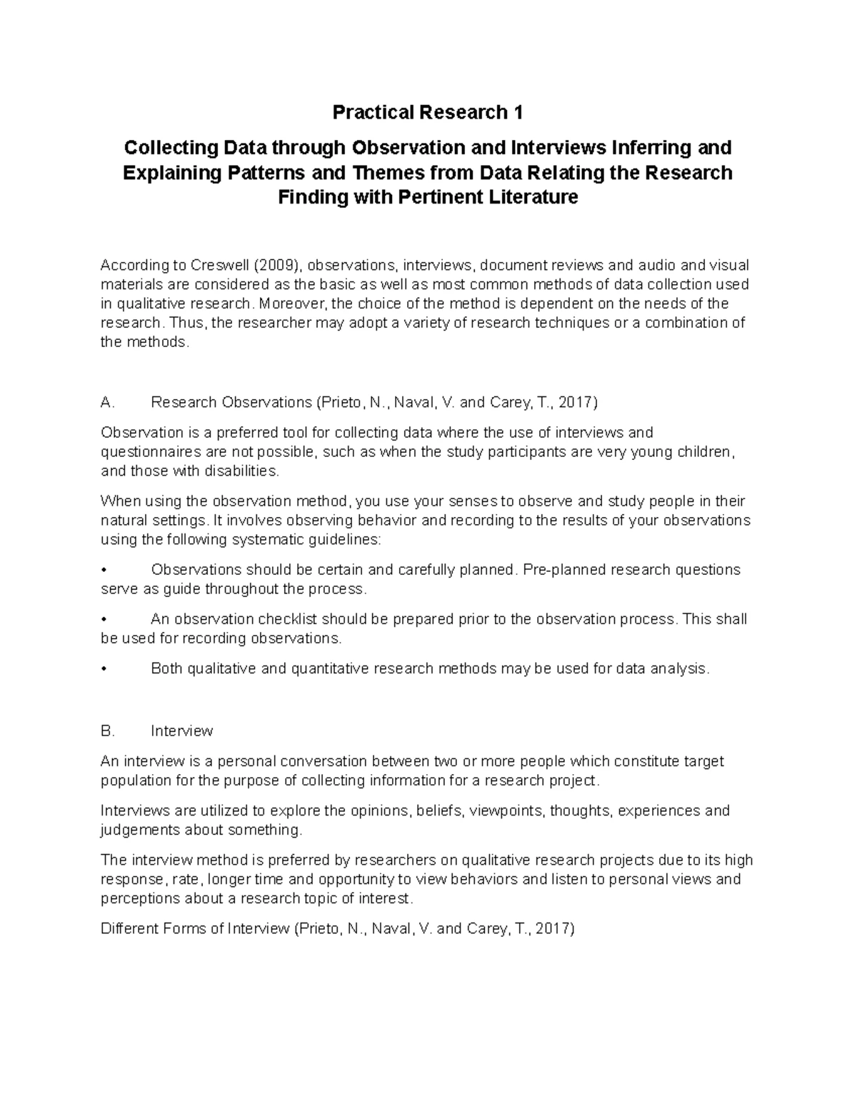 PRACTICAL RESEARCH 1 EXAMPLE FOR STUDENTS - CHAPTER 1 THE PROBLEM AND ...