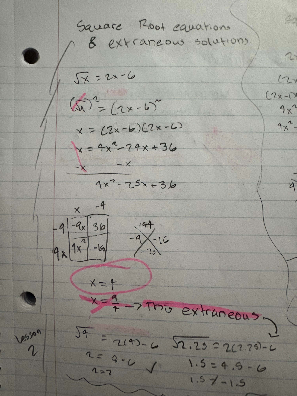 Square Root Equations & Extraneous Solutions: 20 SX Analysis - Studocu