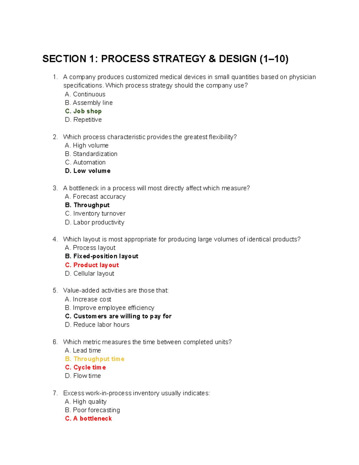 Process Strategy & Design: Section 1 Overview (1–10) - Studocu