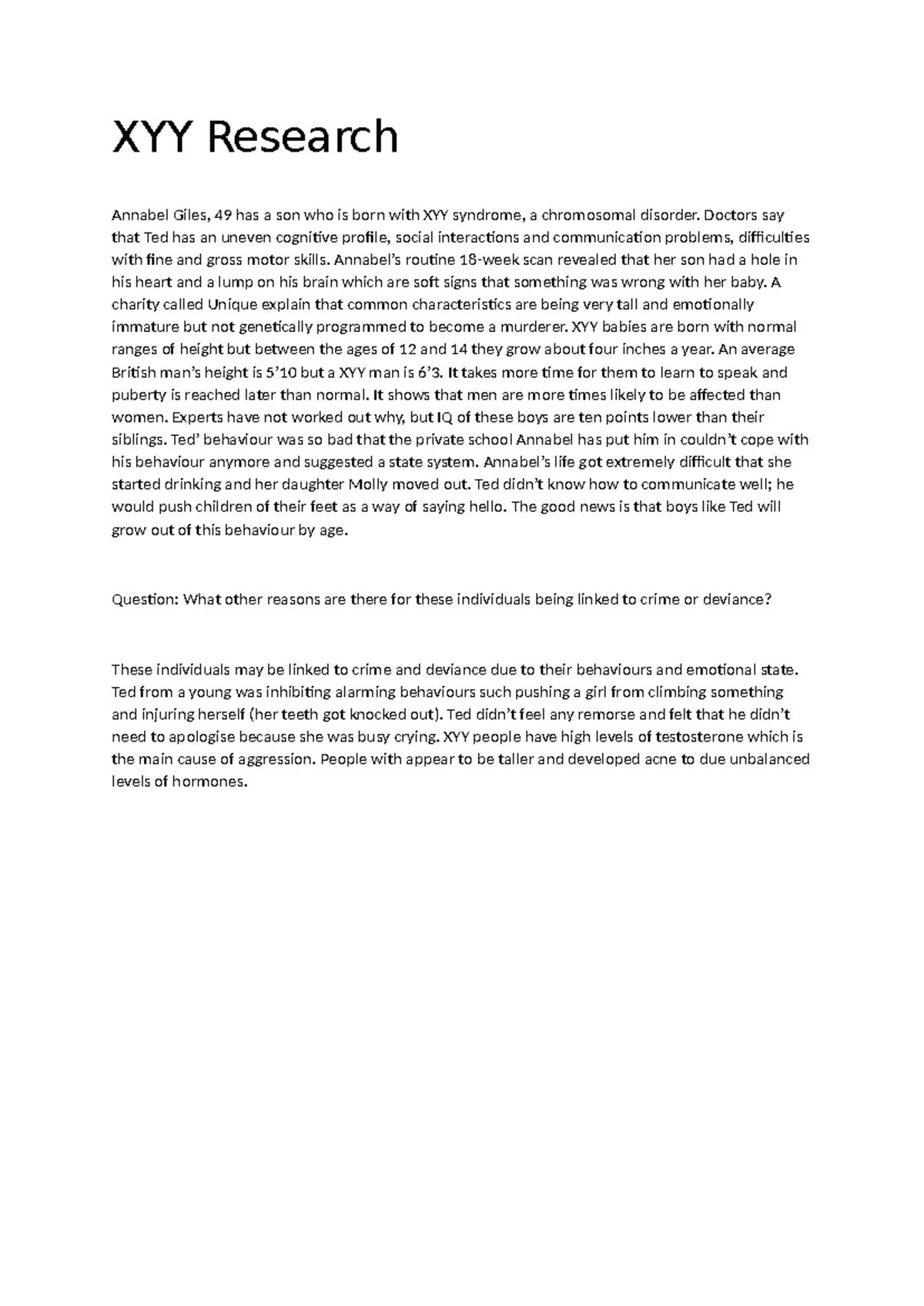 XYY Research - Criminological theories - XYY Research Annabel Giles, 49 ...