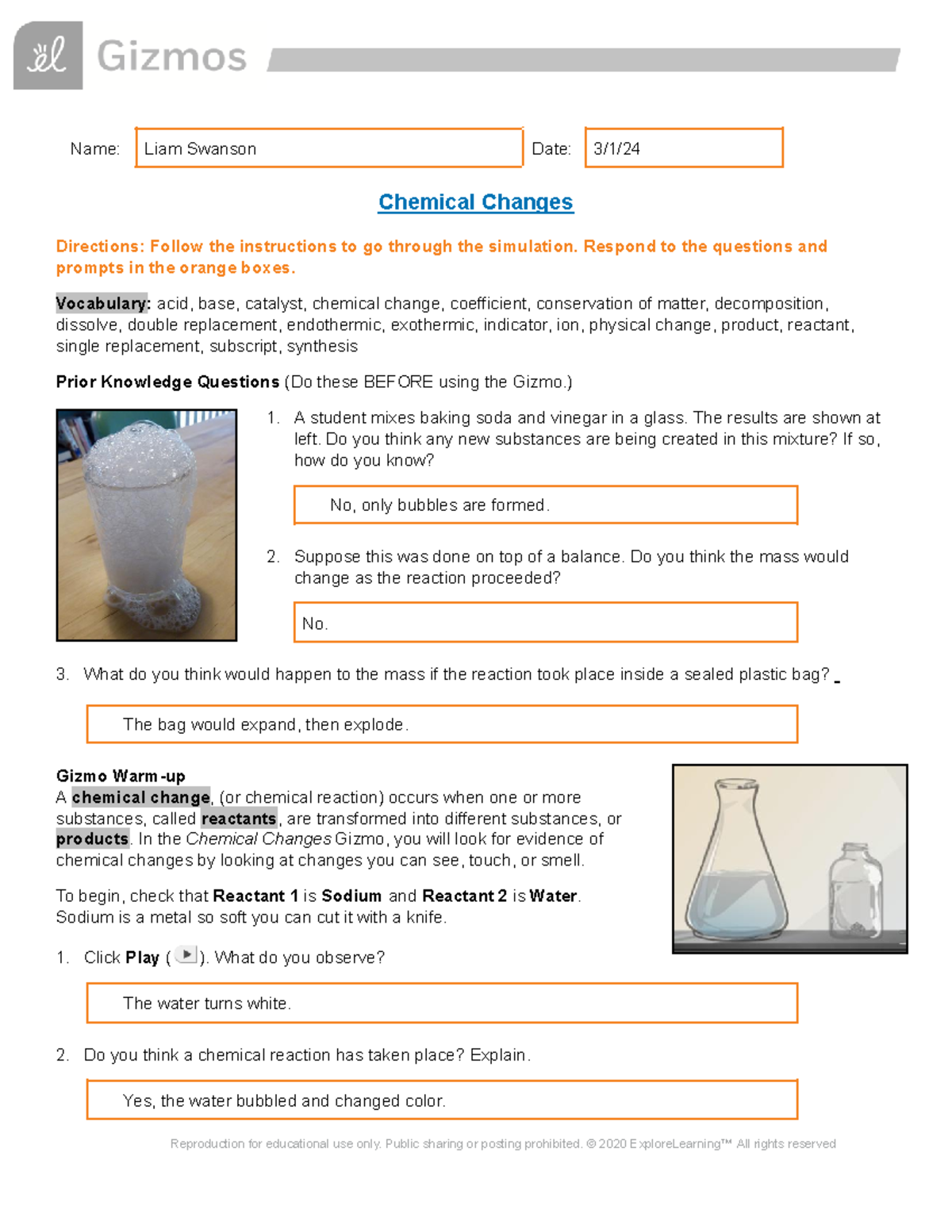Chemical Changes Lesson: Exploring Reactions & Conservation (Chem 101 ...