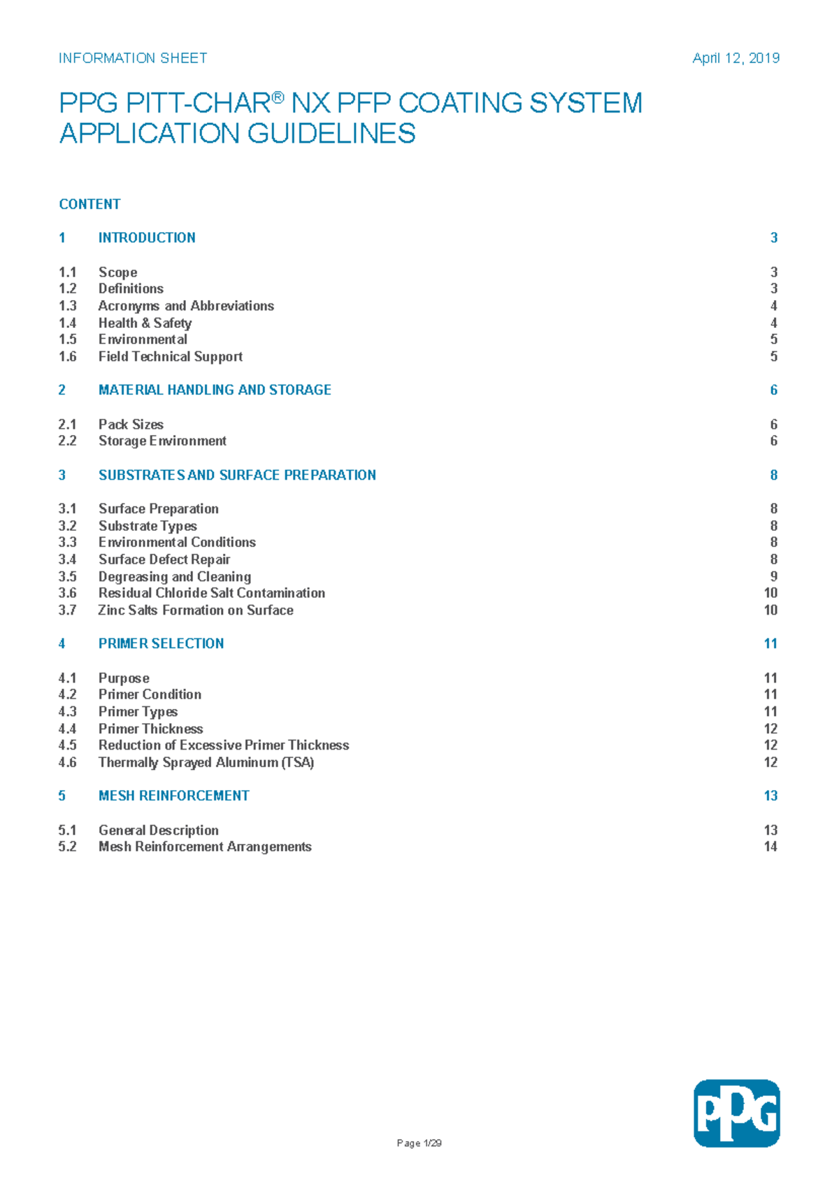 PPG PITT-CHAR NX PFP Coating System Application Guidelines (E) 2019-04 ...