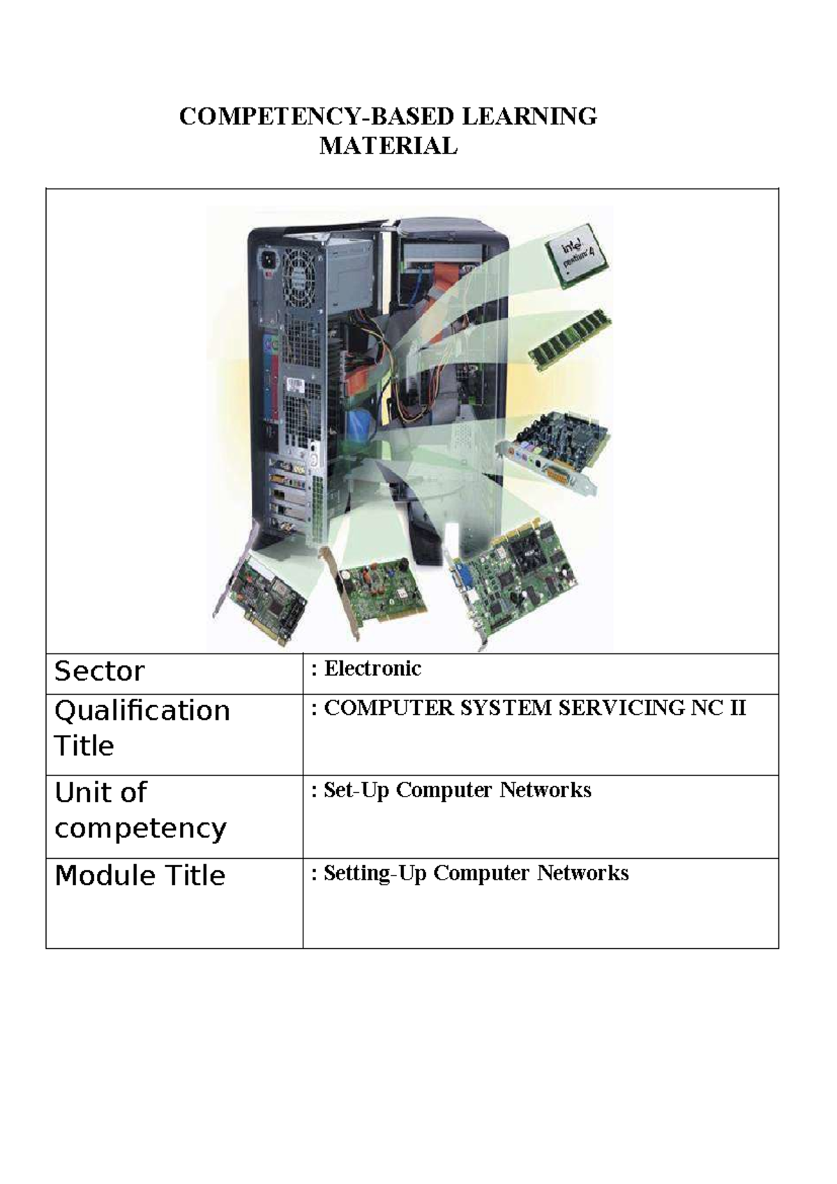 CBLM-TMC: Computer Networks Module for Computer System Servicing NC II - Studocu