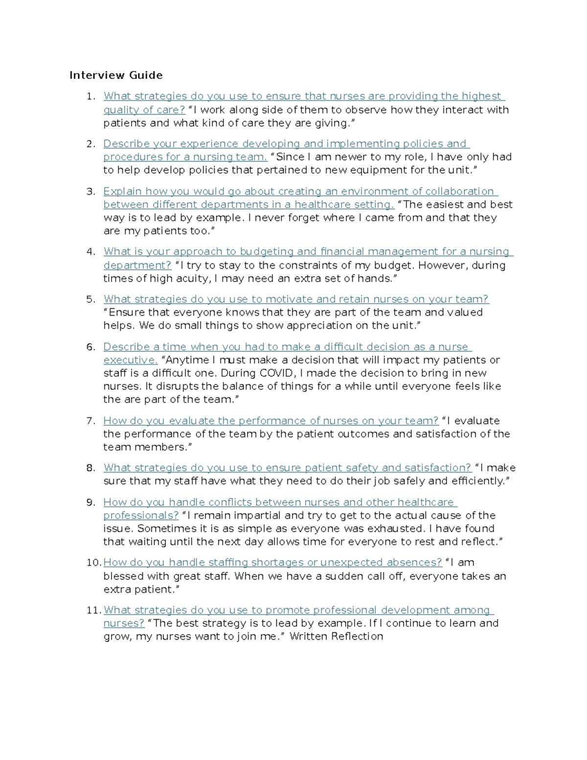 Interview Guide D030 - Interview Guide 1. What strategies do you use to ...