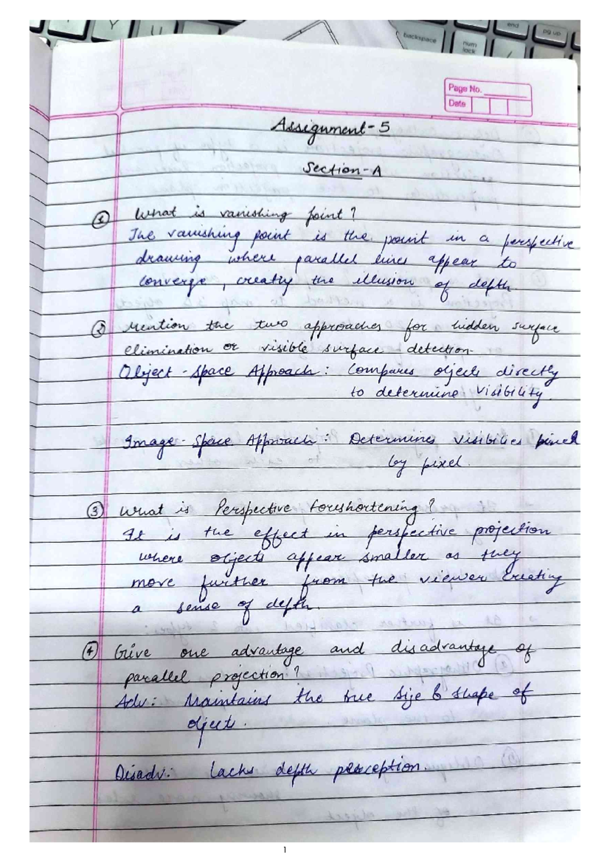 CG assignment 5 - lock I Page No. Date 1 what is vanishing point? The ...