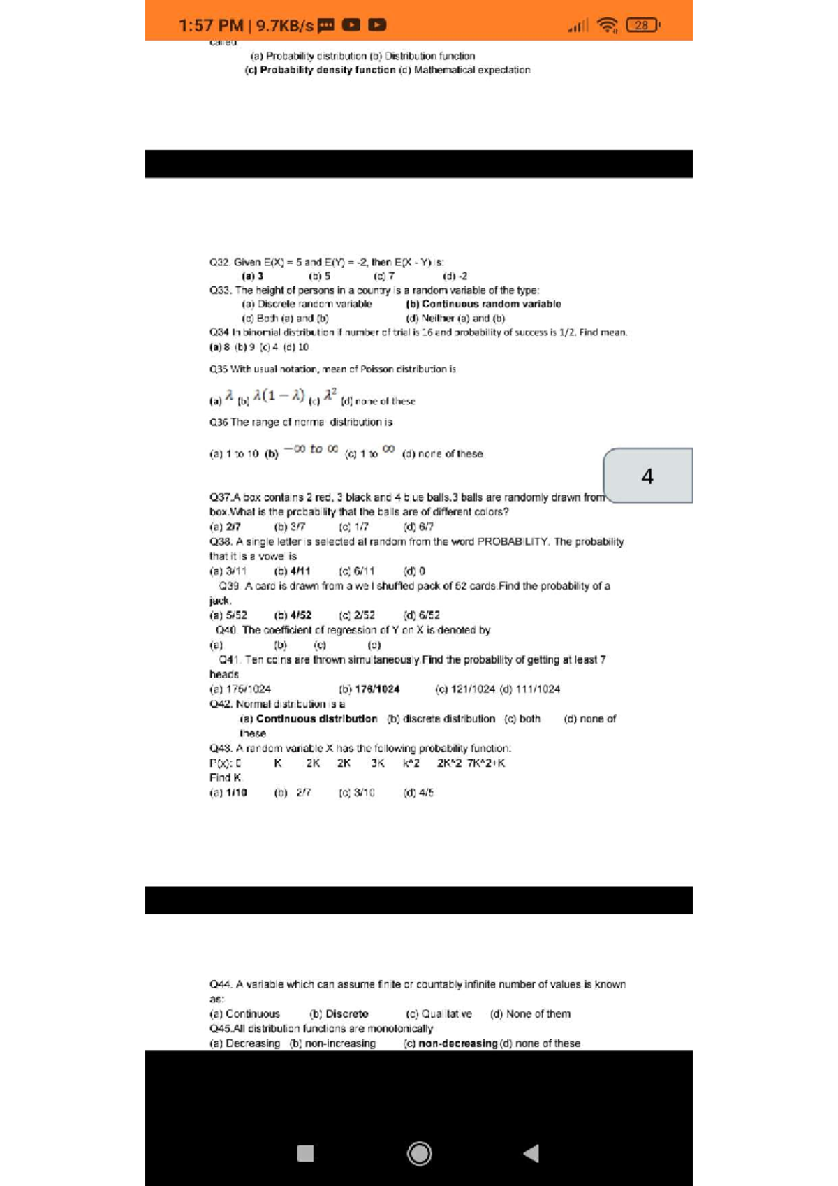 MTH302 - Probability and Statistics Question Paper - Studocu
