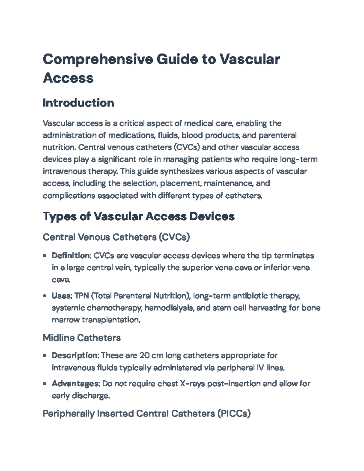 Vascular Access Devices: Types, Complications, and Management Guide ...