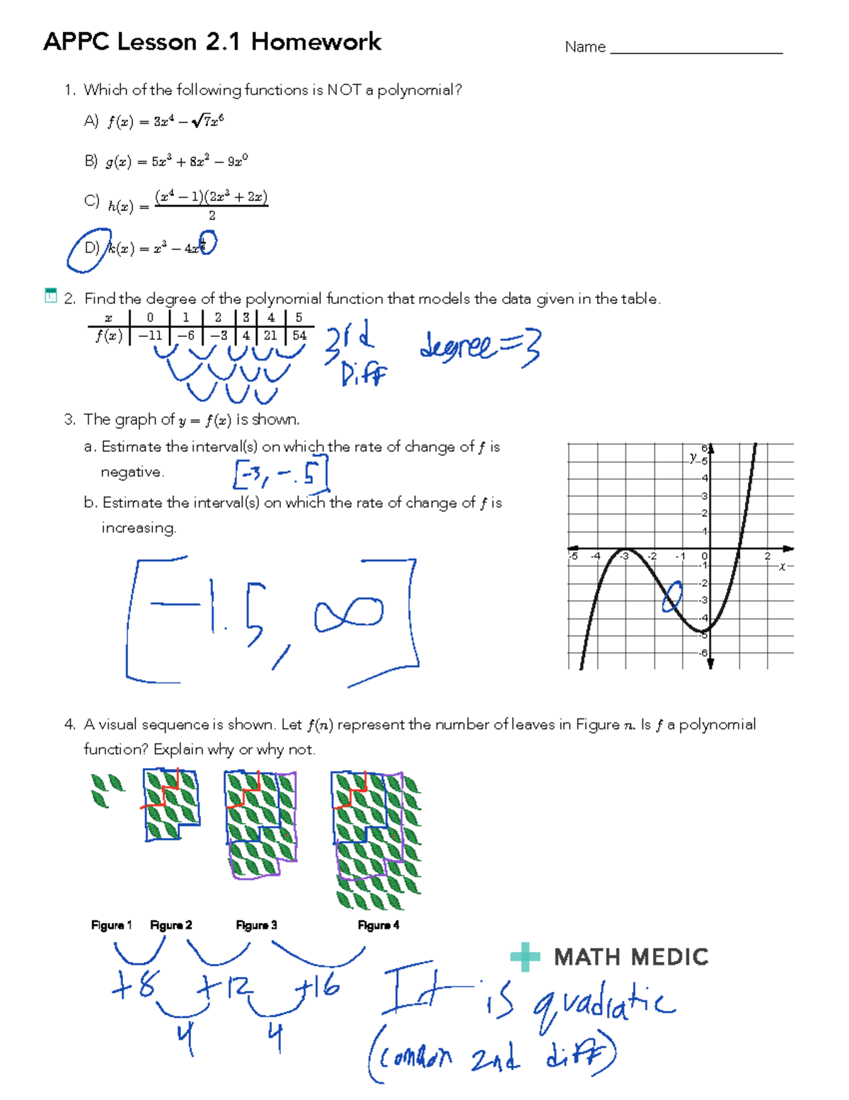 APPC 2.1: Homework on Polynomial Functions and Their Properties - Studocu