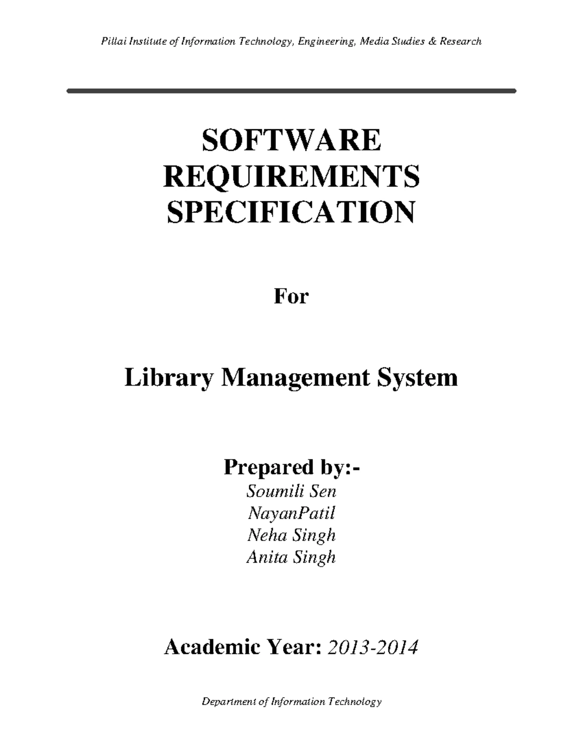 Library Management System SRS - Software Requirements Specification for ...